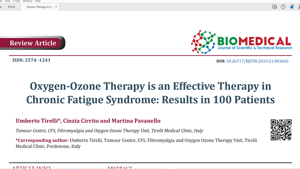 Oxygen-Ozone Therapy is an Effective Therapy in Chronic Fatigue Syndro ...