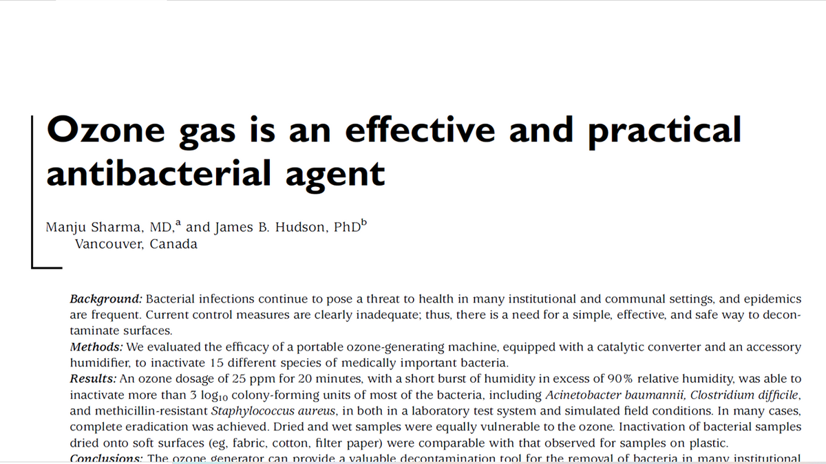 Ozone gas is an effective and practical antibacterial agent ...