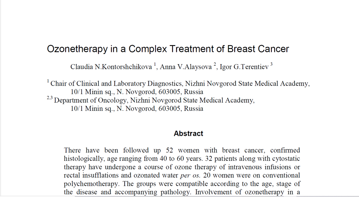 Ozone Therapy in Complex Treatment of Breast Cancer – naturalozone.co.nz